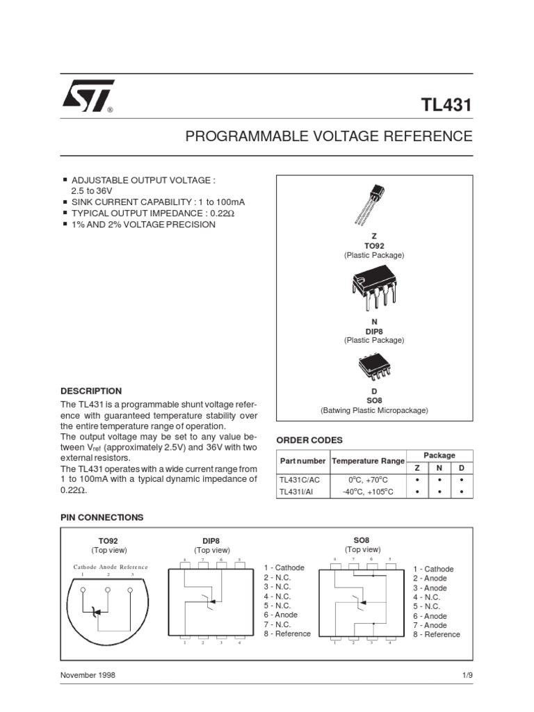 Datasheet tl431 regulador programavel | Electrical Impedance ...