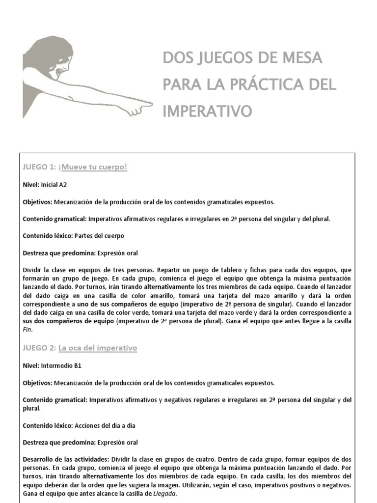 Juegos de mesa para practicar el imperativo | PDF | Deportes | Ocio