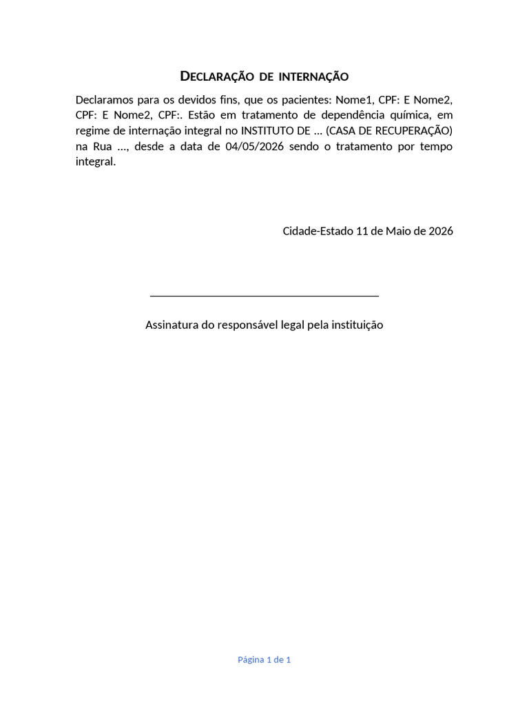 Declaração Internação - Copia | PDF