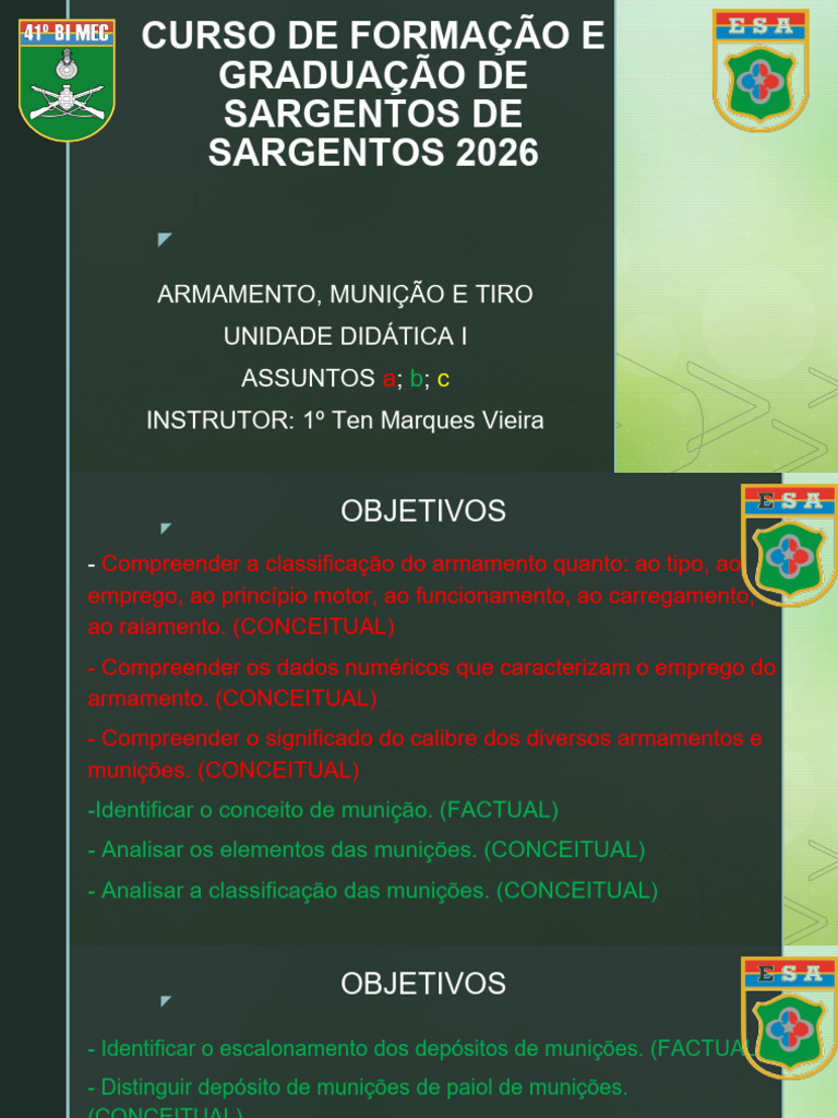 Armt, Mun e Tiro - UD I - A, b, c | PDF | Munição | Calibre
