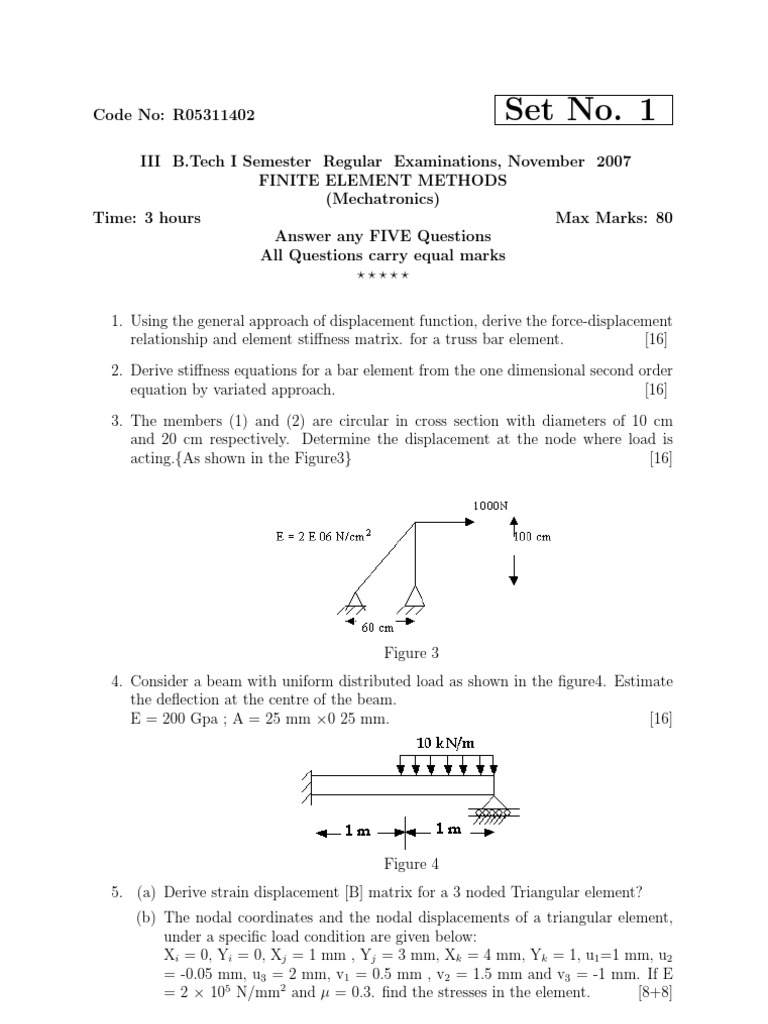 r05311402 Finite Element Methods | PDF | Finite Element Method | Matrix (Mathematics)