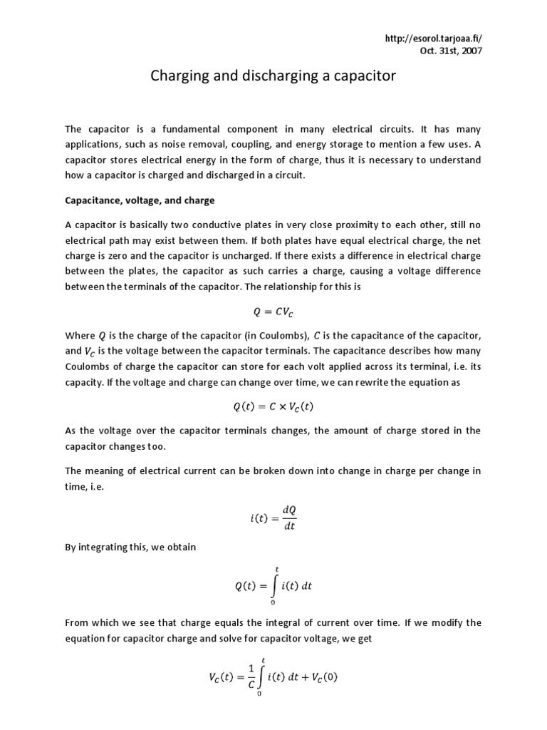 Charging Discharging Capacitor | PDF | Capacitor | Electric Charge