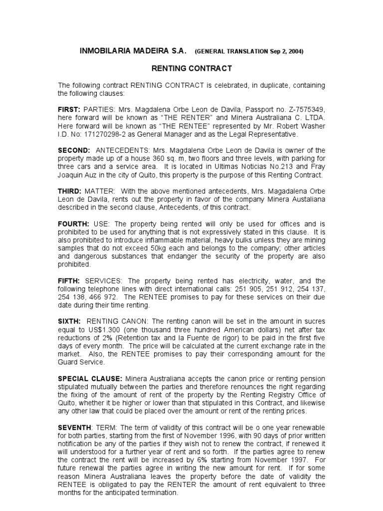 Letting Contract Roba | PDF | Lease | Renting