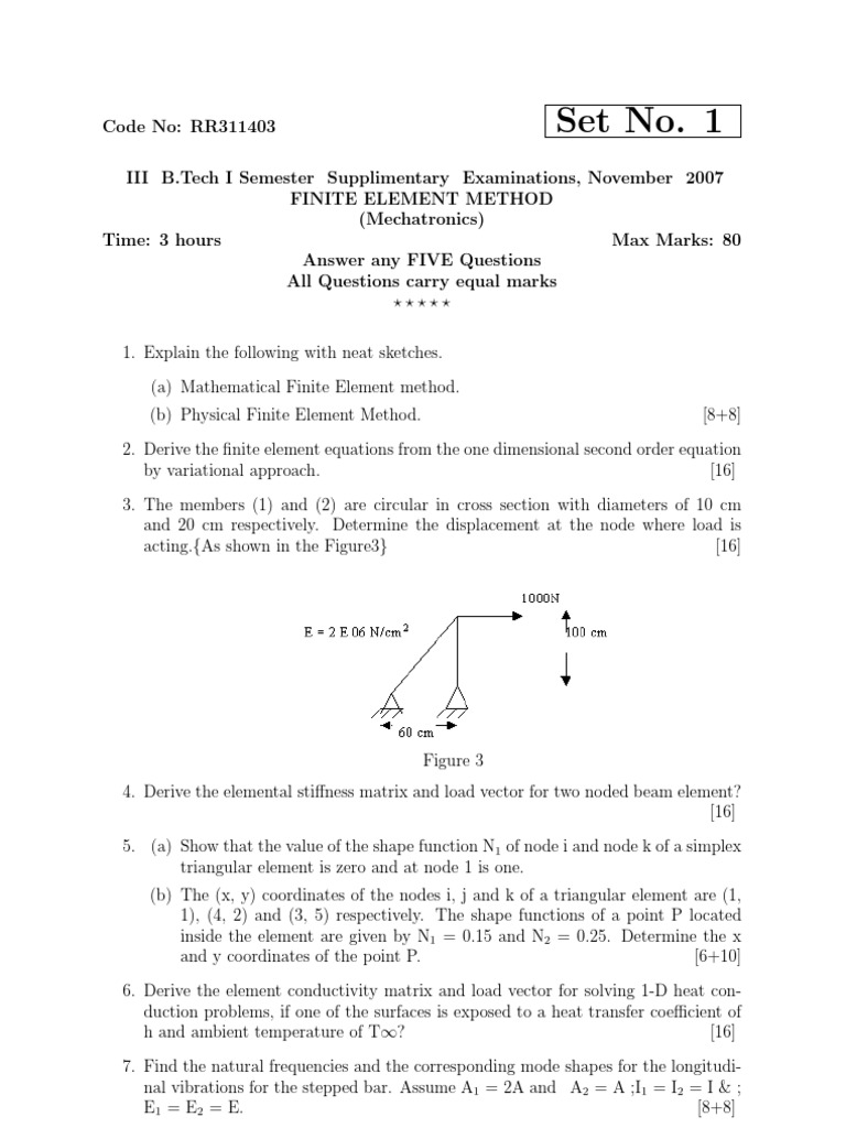 Rr311403 Finite Element Method | PDF | Finite Element Method | Truss