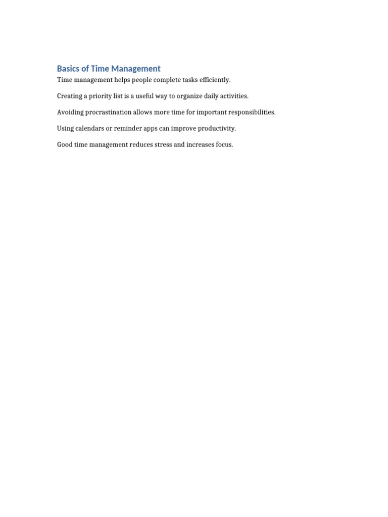 Basics of Time Management | PDF