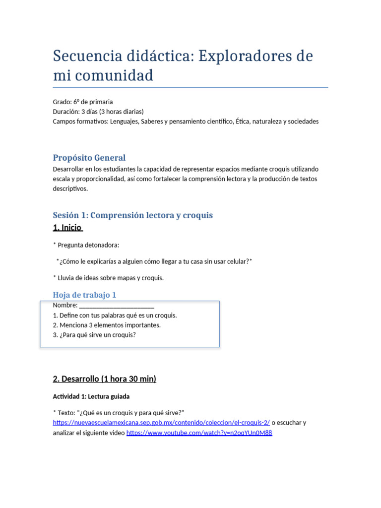 Secuencia Didáctica Exploradores de Mi Comunidad | PDF