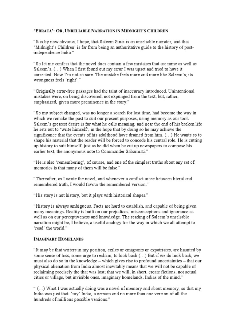 Midnight's Children | PDF | Narration | Truth