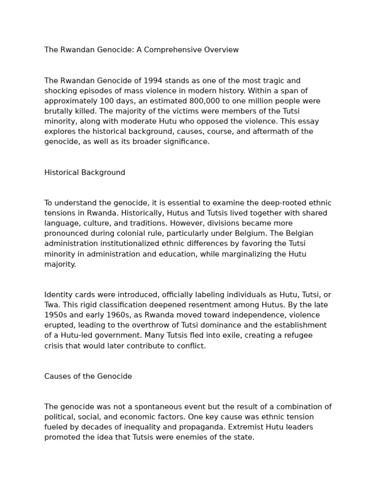 Rwanda Genocide summary | PDF | Rwandan Genocide | Hutu