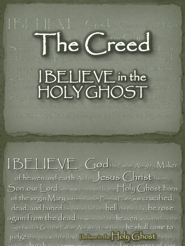 The Creed Holy Spirit | PDF | Spiritual Gift | Baptism