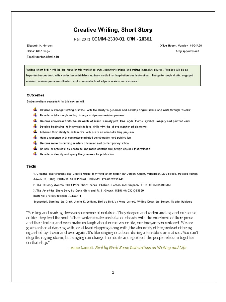 Creative Writing Syllabus | Download Free PDF | Creative Writing ...