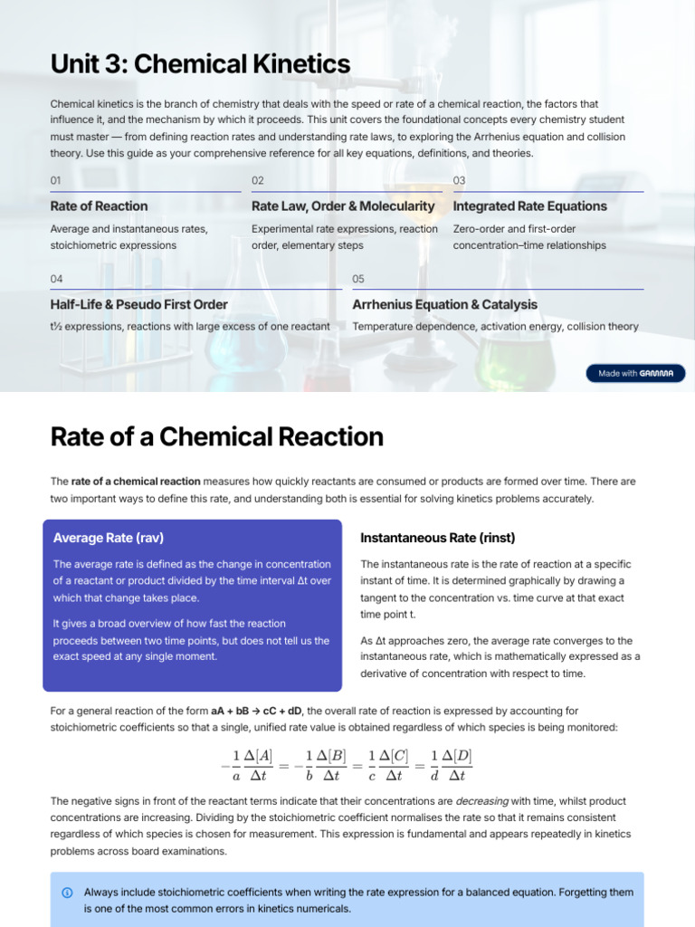Unit 3 Chemical Kinetics | PDF | Reaction Rate | Chemical Kinetics