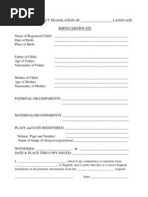 Birth Certificate Template 1800s