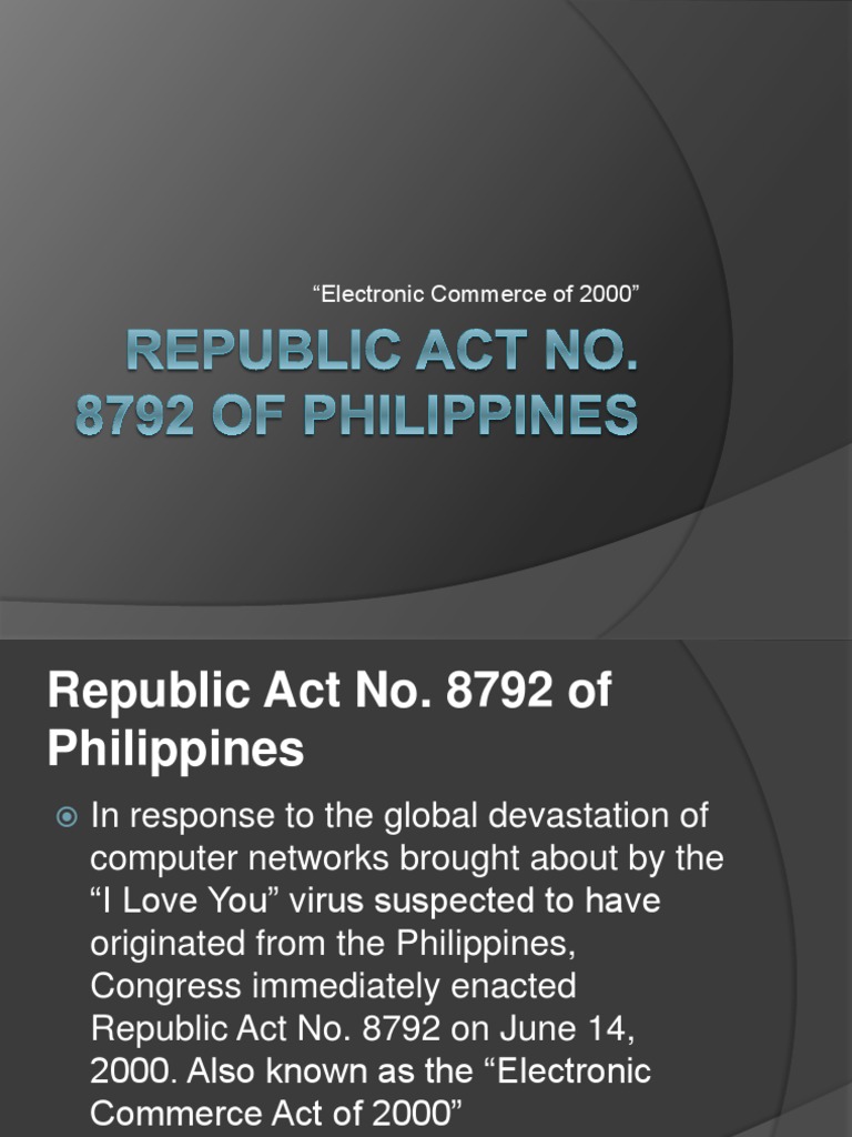 Republic Act No 8792 | PDF | E Commerce | Common Law