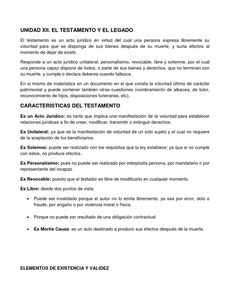 Testamento y Legado | Voluntad y testamento | Herencia