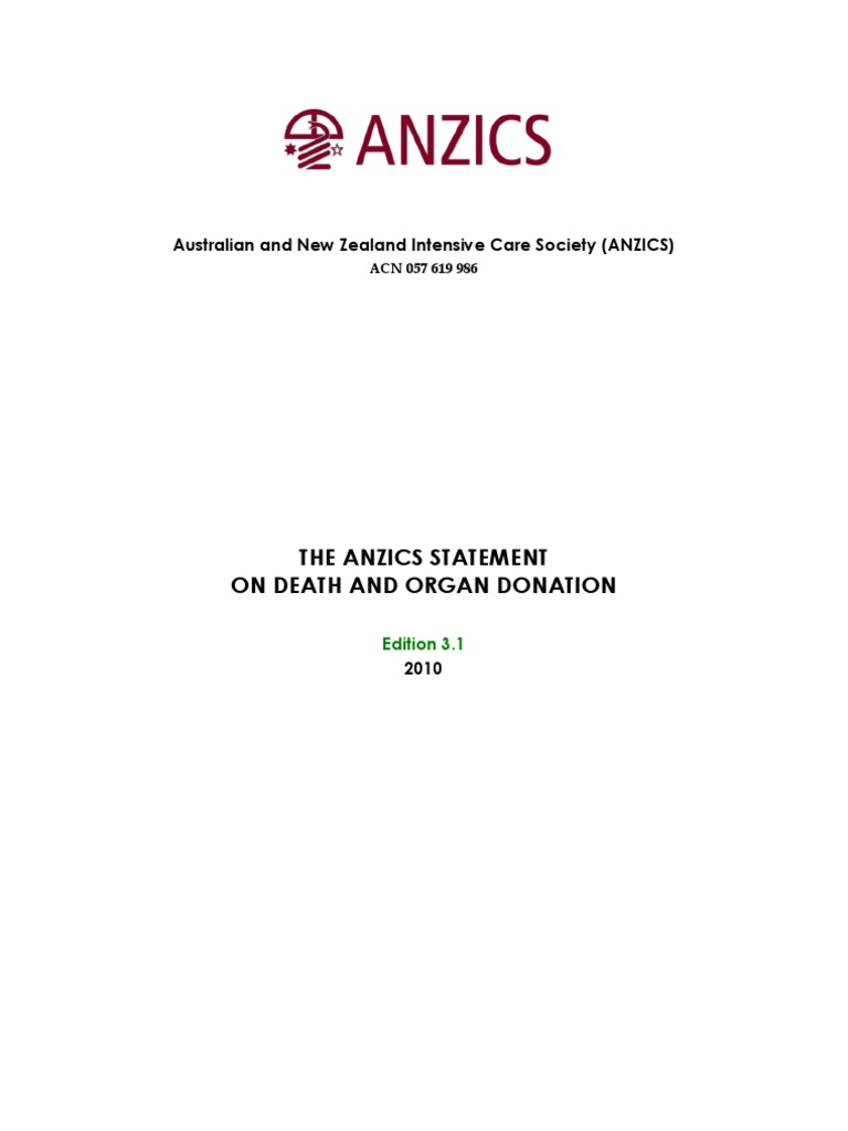 ANZICS Statement On Death and Organ Donation Version 3 1 FINAL DRAFT ...