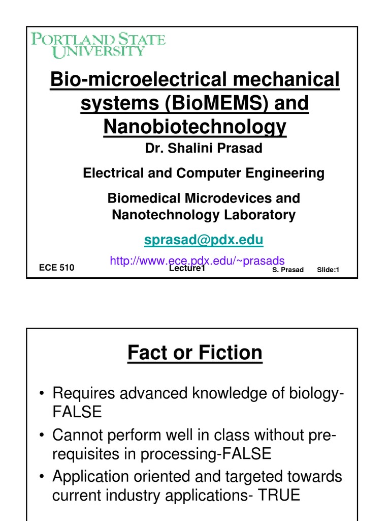 BioMEMS lecture1-sp07 | Microelectromechanical Systems | Electrical ...