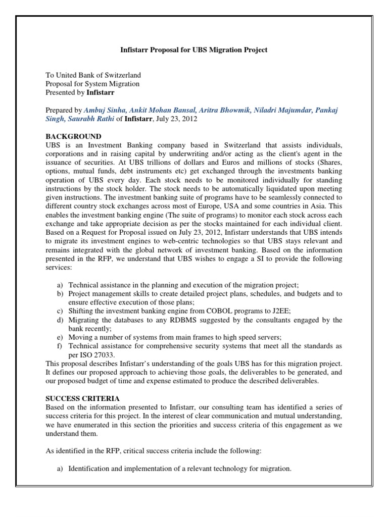 Proposal UBS Case Study | PDF | Ubs | Data Center