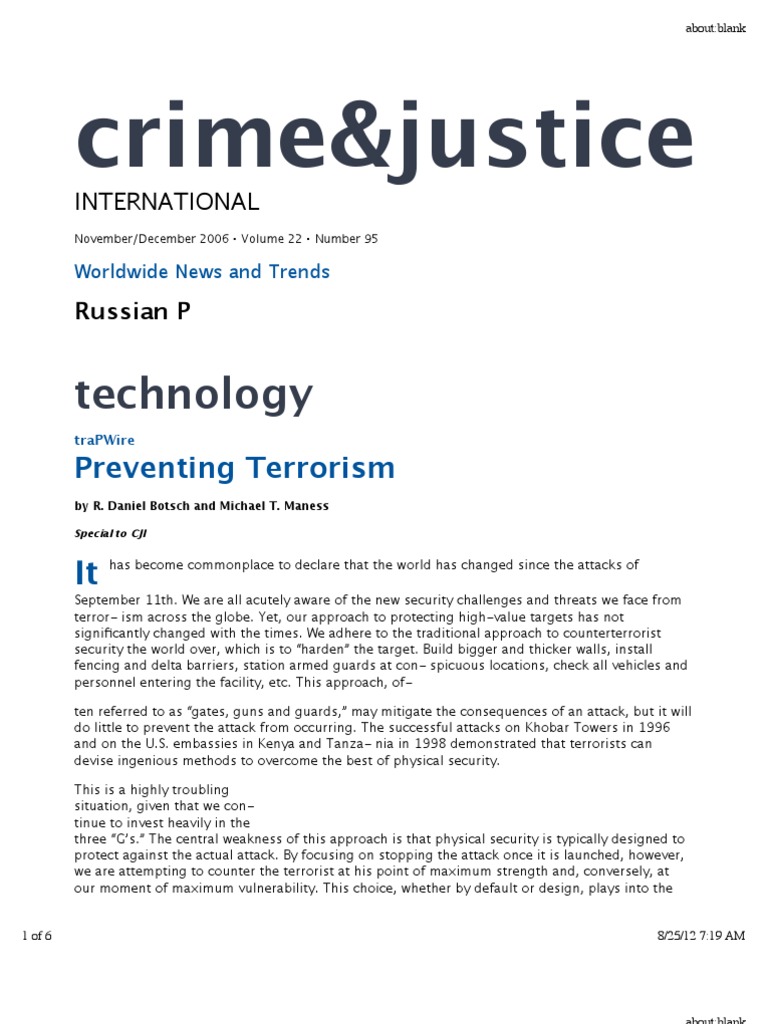 TrapWire Preventing Terrorism | PDF | Surveillance | Counter Terrorism
