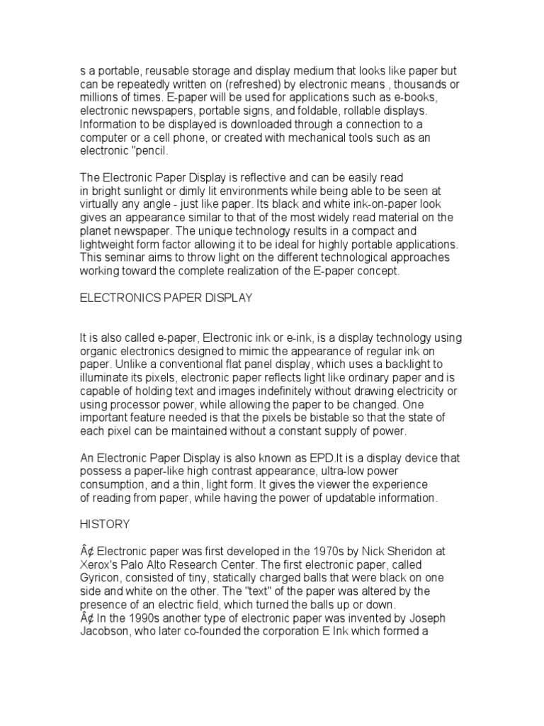 E Paper | PDF | Liquid Crystal Display | Display Technology