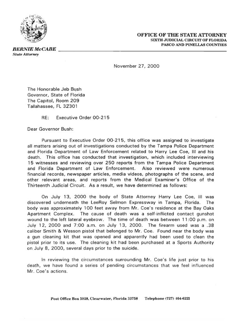 Investigation of Harry Lee Coe's Death | PDF | Government | Police