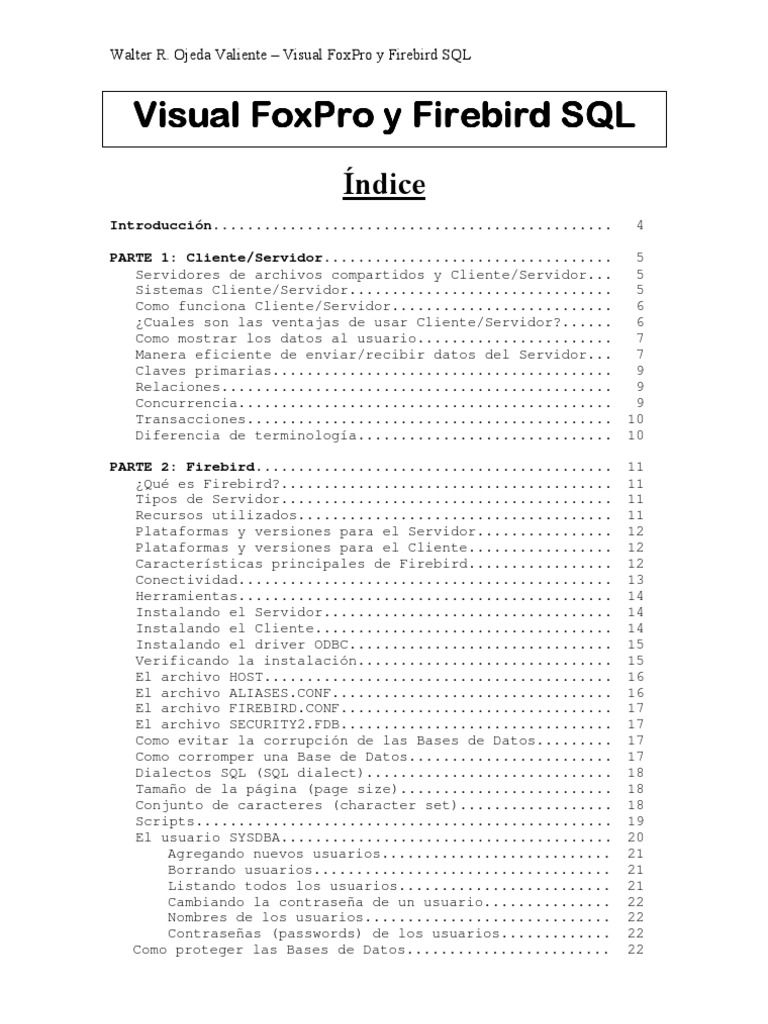 Integración de Visual FoxPro y Firebird | PDF | Tabla (base de datos) | Archivo de computadora