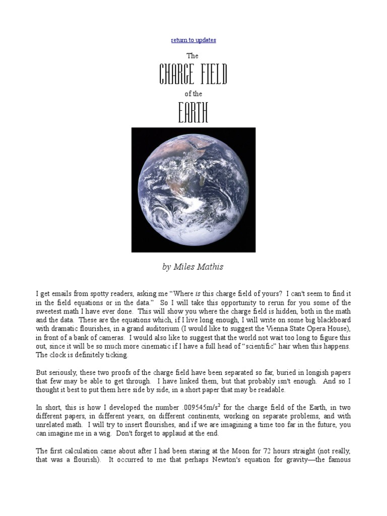 Charge Field Earth: by Miles Mathis | PDF | Gravity | Mass