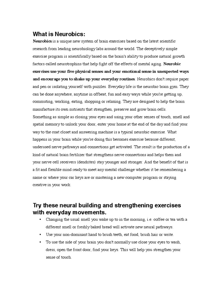 What Is Neurobics | PDF | Dementia | Memory
