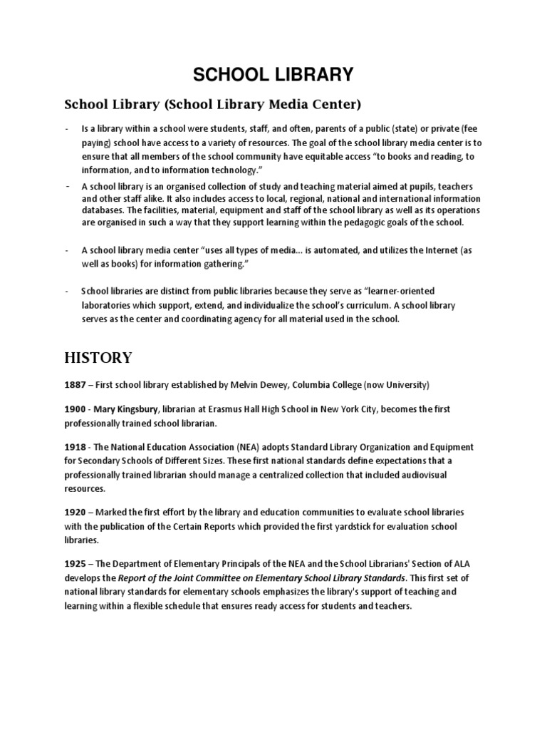School Library Report Pdf