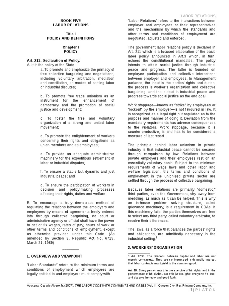 Azucena's Labor Relations Overview | PDF | Arbitration | Employment