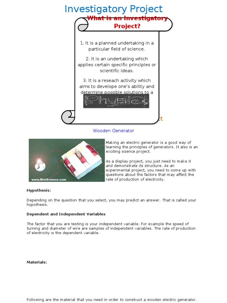 Investigatory Project Meaning and Examples | PDF | Chemistry ...