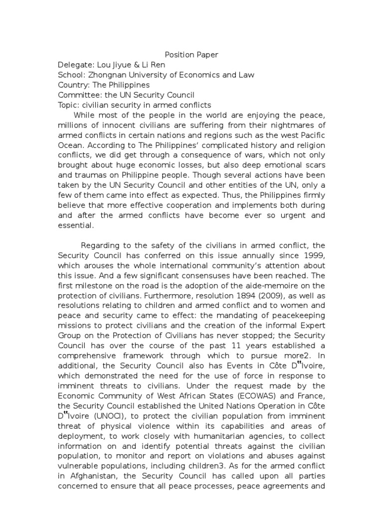 Position Paper of Philippines | PDF | United Nations | International ...