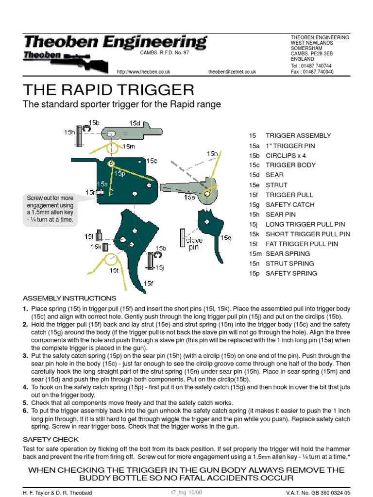 Theoben Rapid Trigger Assembly Guide | PDF | Trigger (Firearms) | Screw