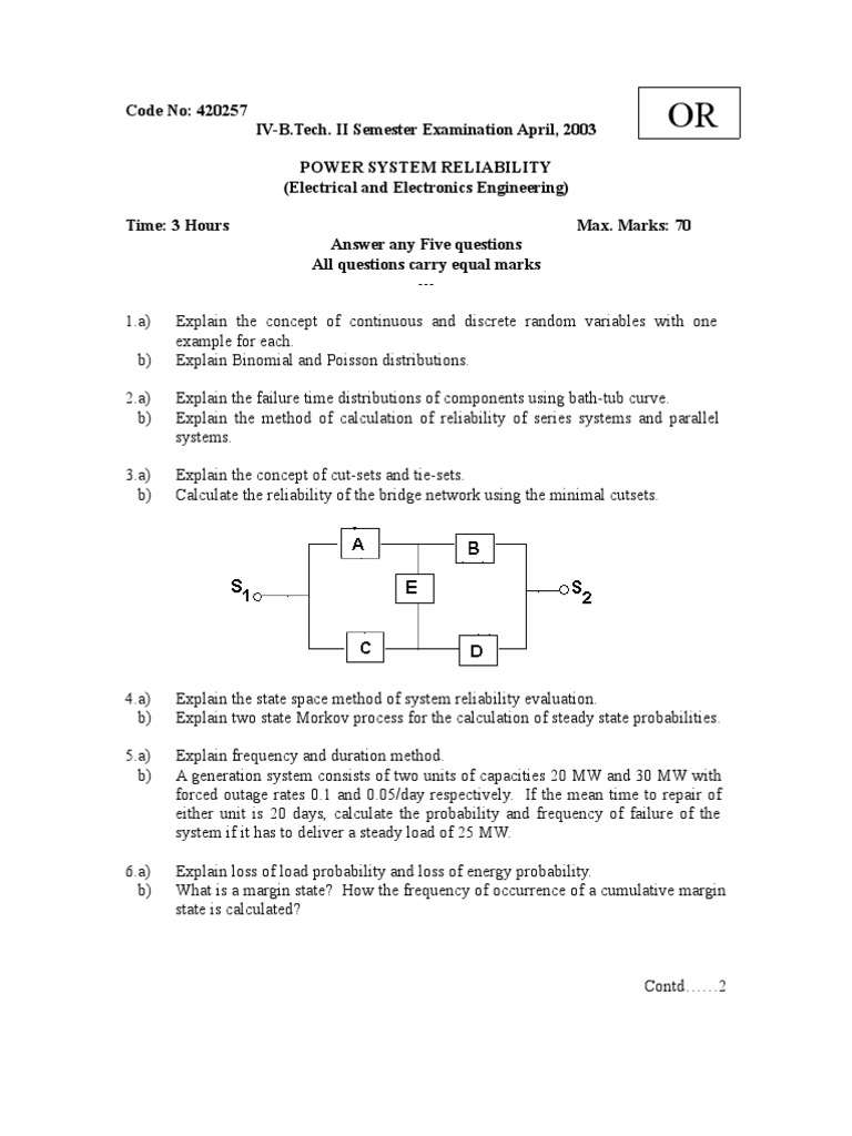 Or 420257 Power System Reliability | PDF