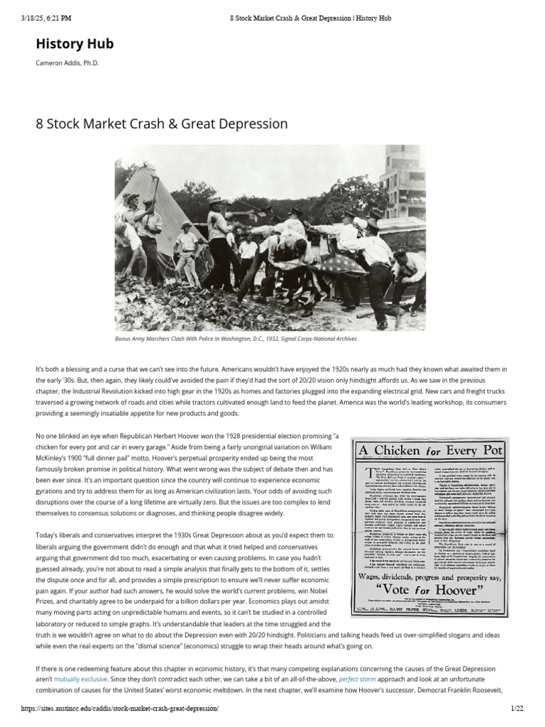 8 Stock Market Crash & Great Depression History Hub | PDF | Cost Of ...
