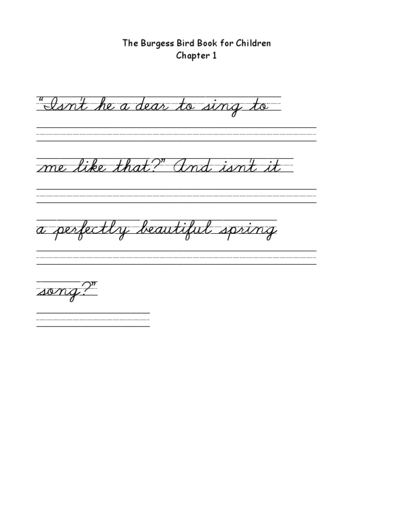 Burgess Bird Book Copywork. | PDF | Birds | Paravians