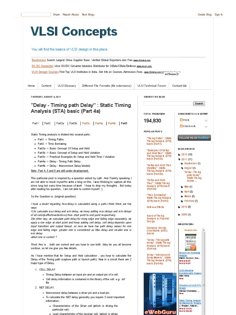 VLSI Static Timing Analysis Basics | PDF | Electricity | Electronic ...