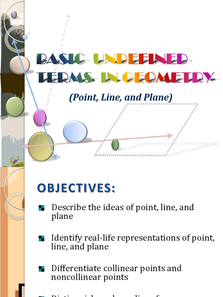 Basic Undefined Terms in Geometry | PDF | Line (Geometry) | Plane ...