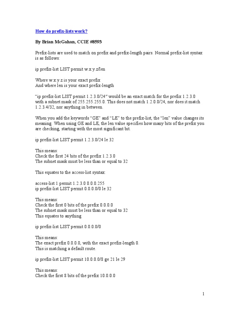How Do Prefix List Work | PDF | Ip Address | Router (Computing)