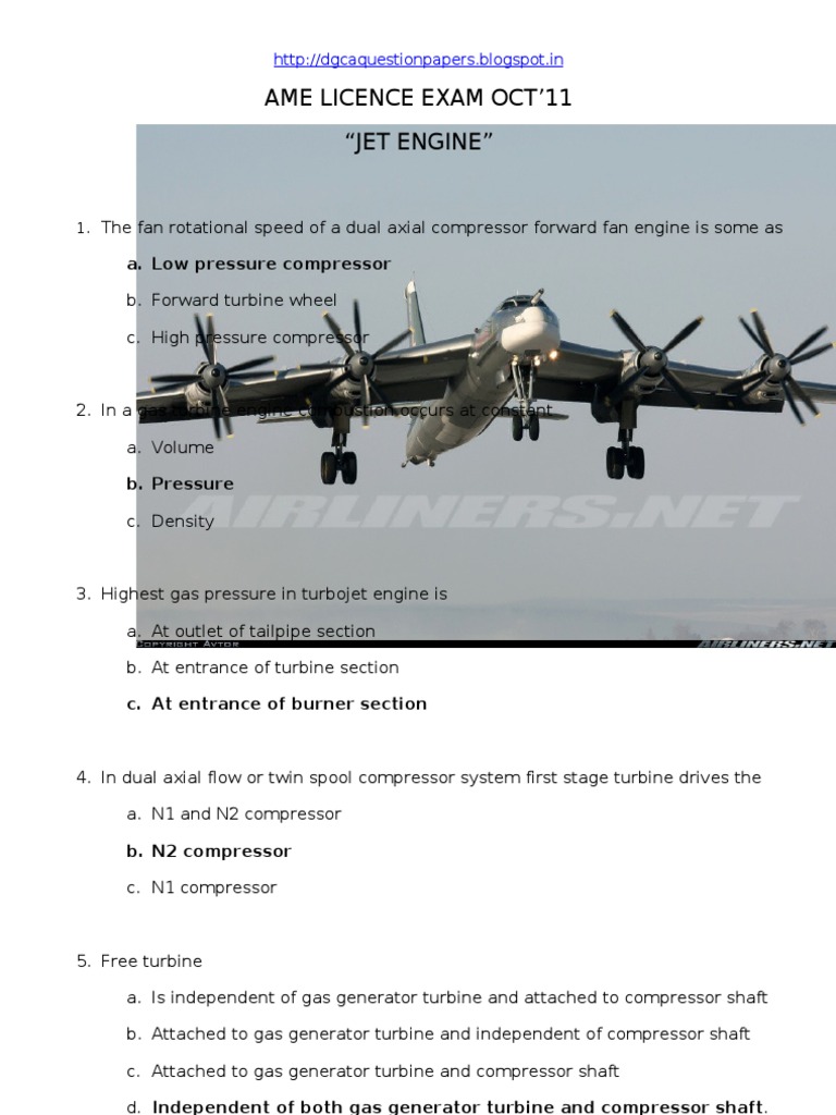 Ame Licence Exam Oct2011 | PDF | Gas Turbine | Jet Engine