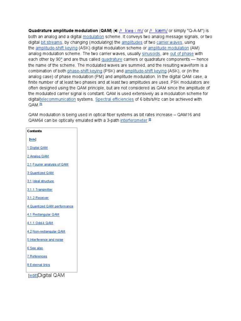 Quadrature Amplitude Modulation | PDF | Modulation | Physical Layer Protocols