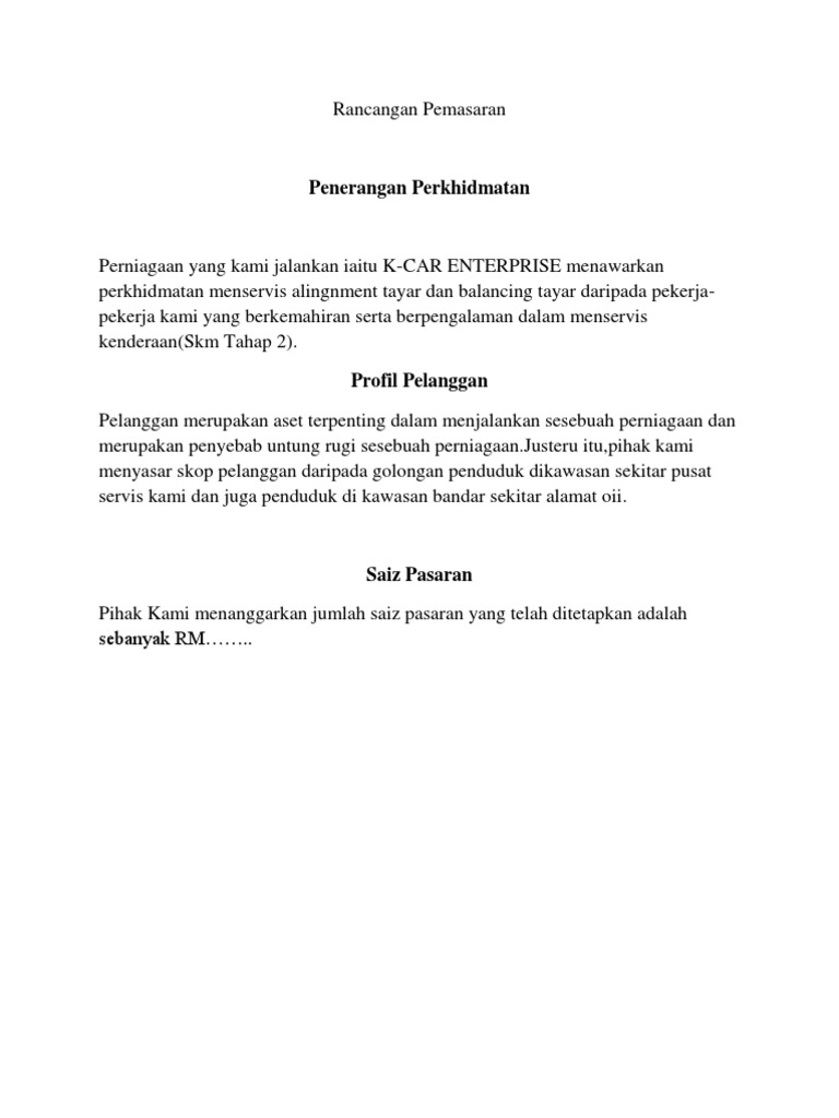 Rancangan Pemasaran | PDF