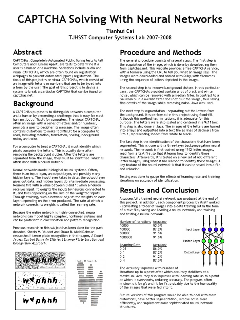 CAPTCHA Solving With Neural Networks | PDF | Artificial Neural Network | Neuroscience