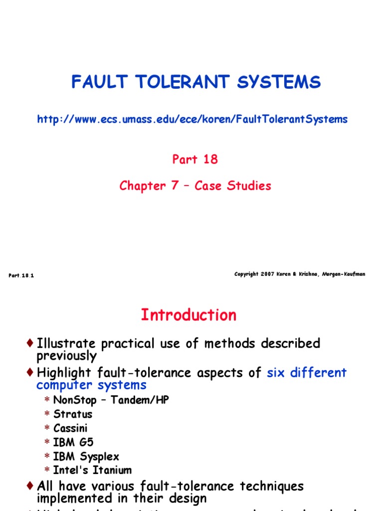 Fault Tolerant Systems: Chapter 7 - Case Studies | PDF | Computer Data ...