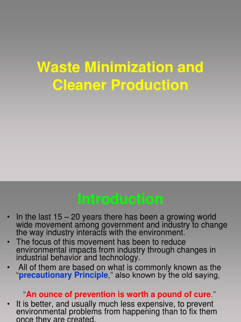 Waste Minimization and Cleaner Production | PDF | Life Cycle Assessment ...