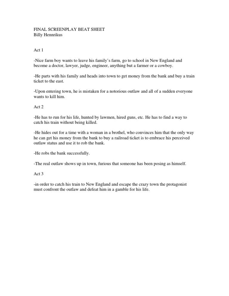 Beat Sheet - Comedy Writing | PDF