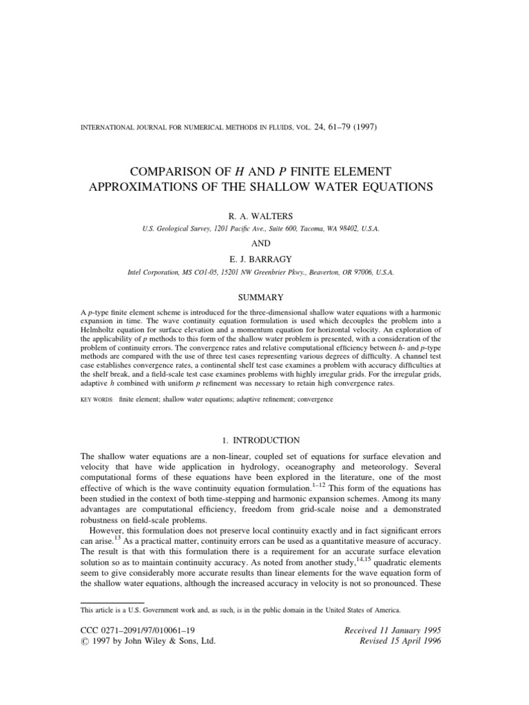 Comparison of H and P Finite Element Approximations of The Shallow ...