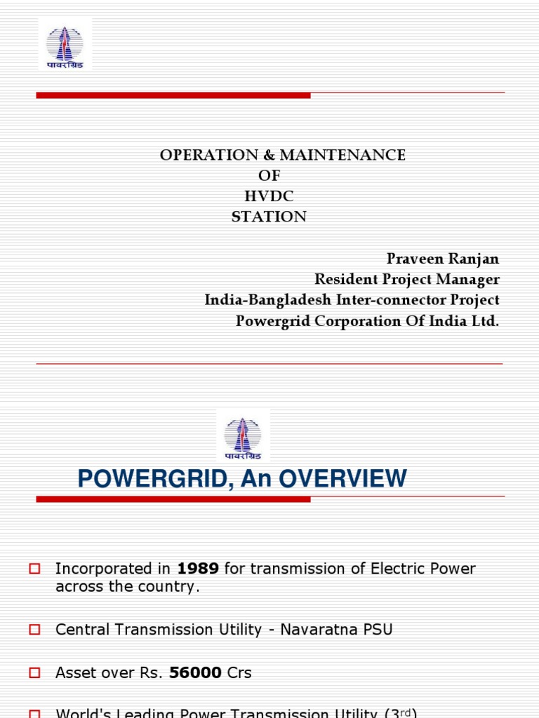 O&M of HVDC Station - PowerGrid India | PDF | High Voltage Direct ...