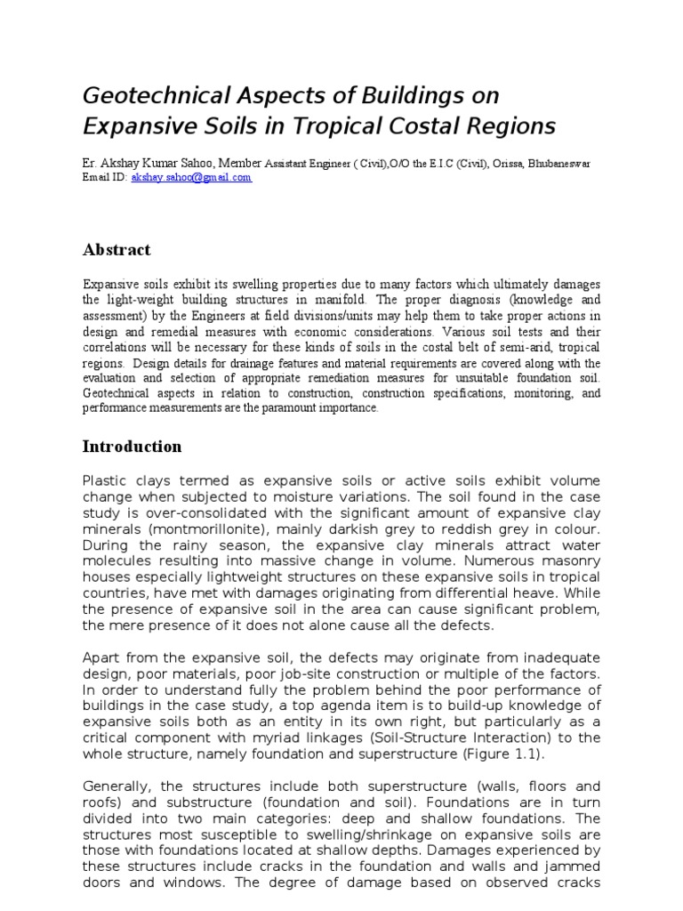 Geotechnical Aspects of Buildings On Expansive Soils in Coastal ...