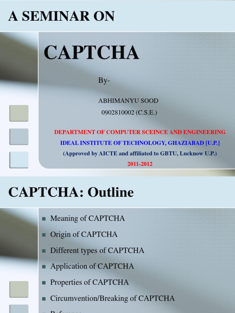 Captcha: A Seminar On | PDF