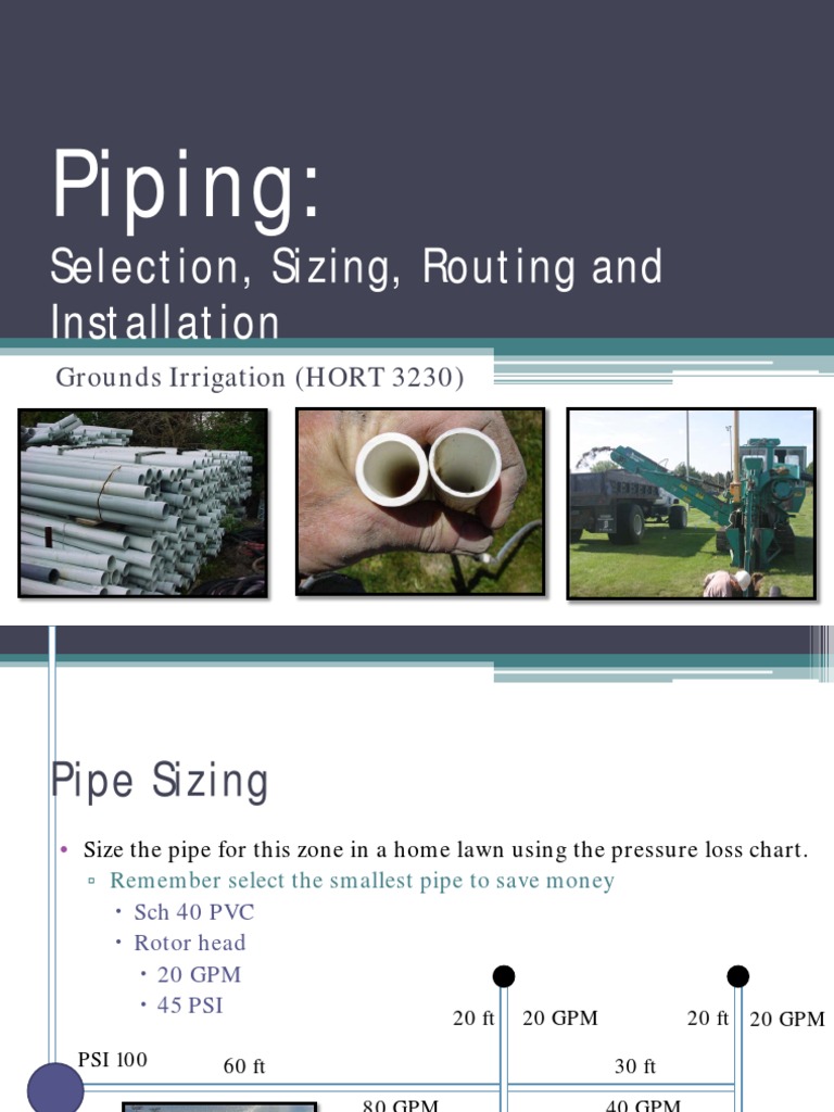 Piping:: Selection, Sizing, Routing and Installation | PDF | Pipe ...